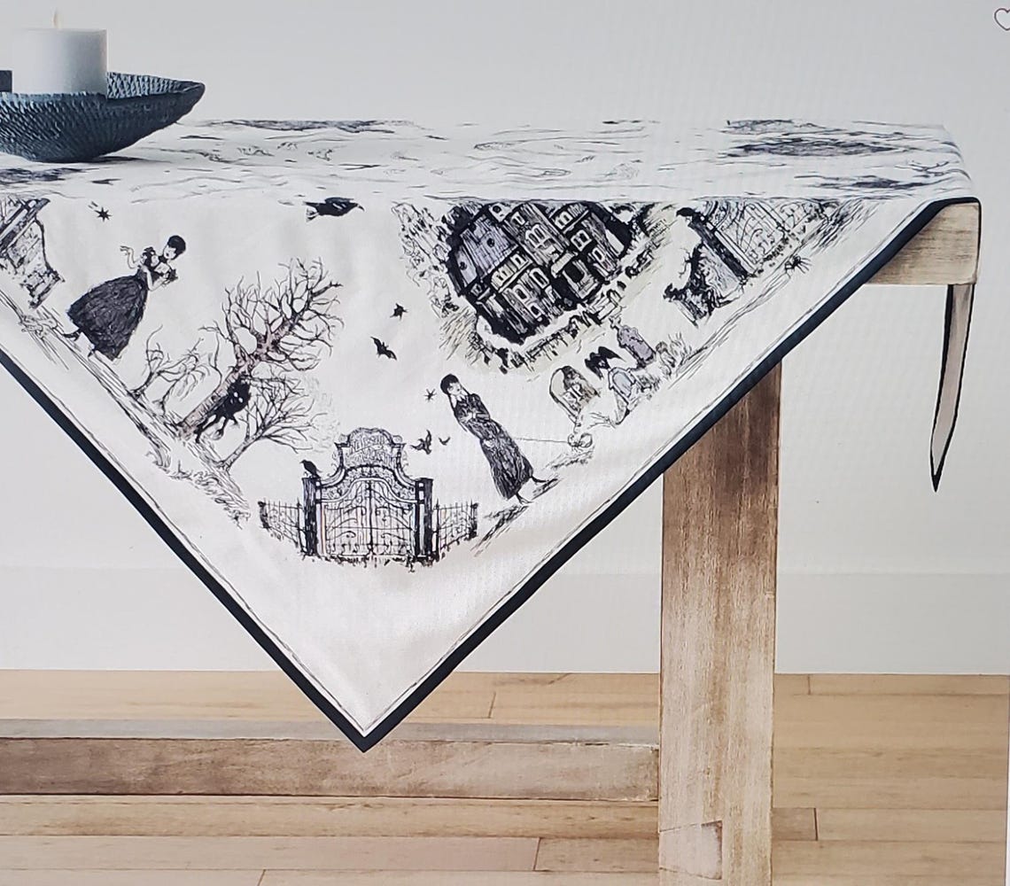 Pottery Barn Wednesday Adams Halloween Tablecloth 50"sq New With Tags ...