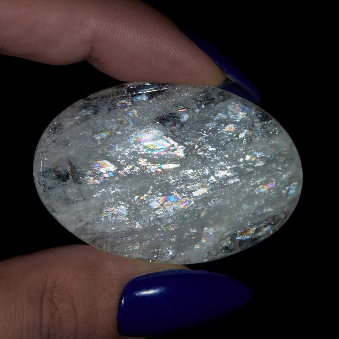 Arctic Natrolite Palm Stone.hand Polished Rainbow Natrolite Crystal ...