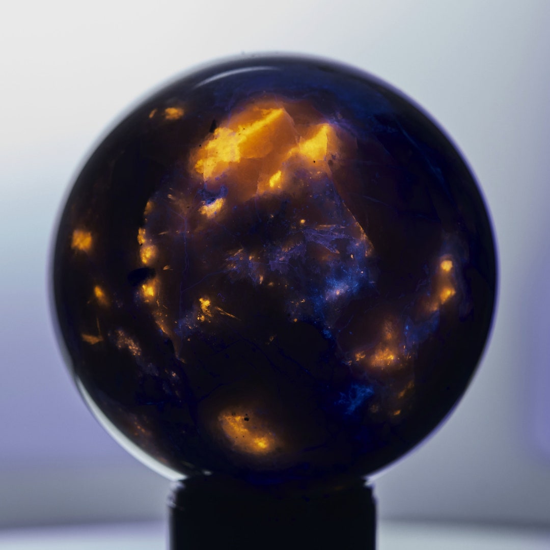 2" Ussingite Crystal Sphere.rare Fluorescent Ussingite With Hackmanite ...