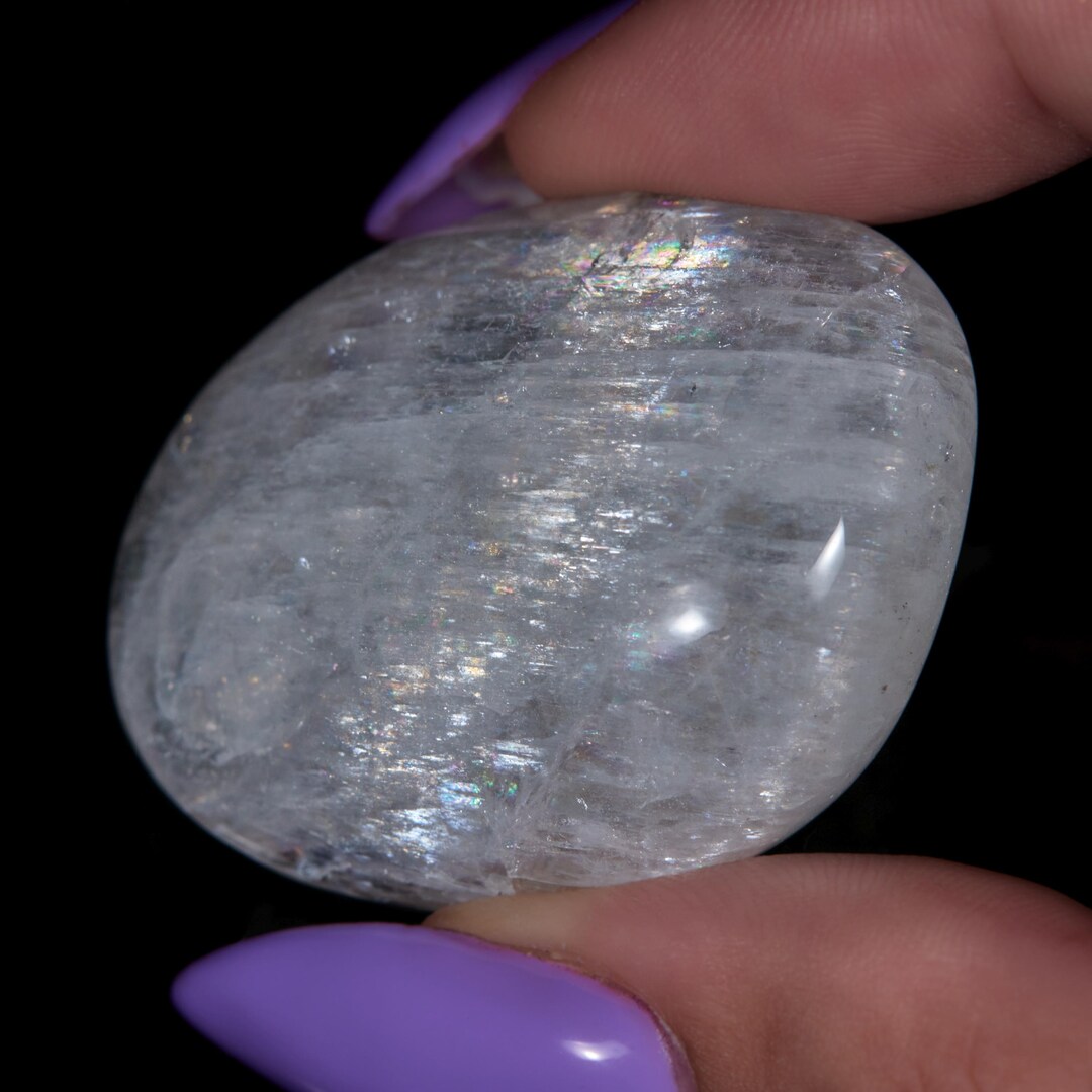 Arctic Natrolite Palm Stone.hand Polished Rainbow Natrolite Crystal ...