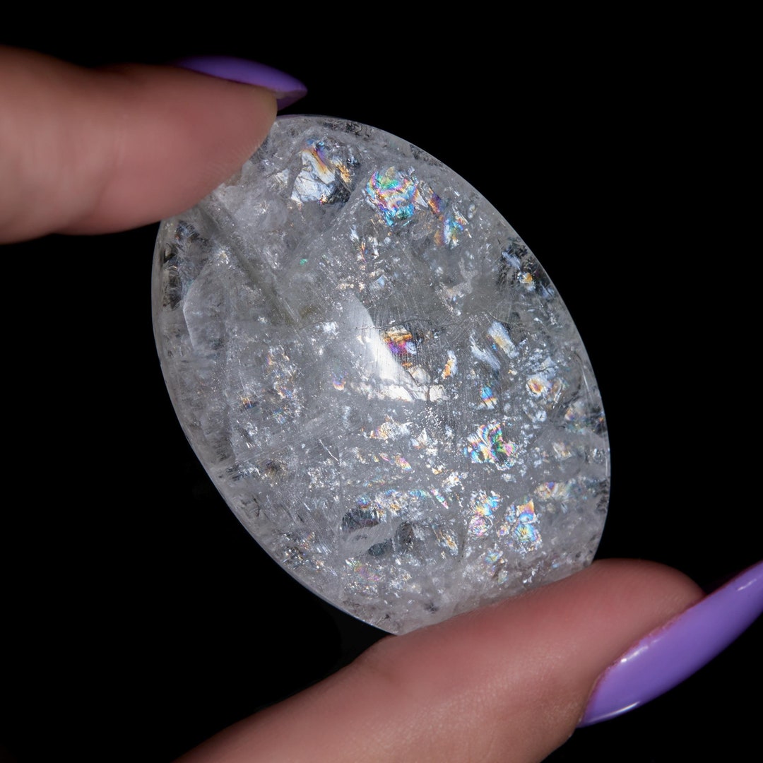 Arctic Natrolite Palm Stone.high Quality Rainbow Natrolite Polished ...