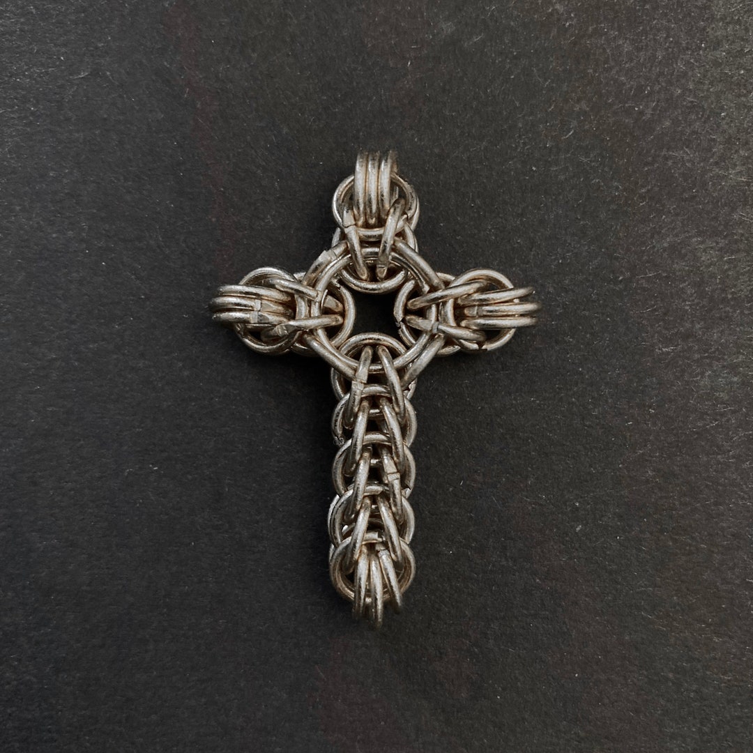 Steel Chainmail Cross Necklace - Etsy