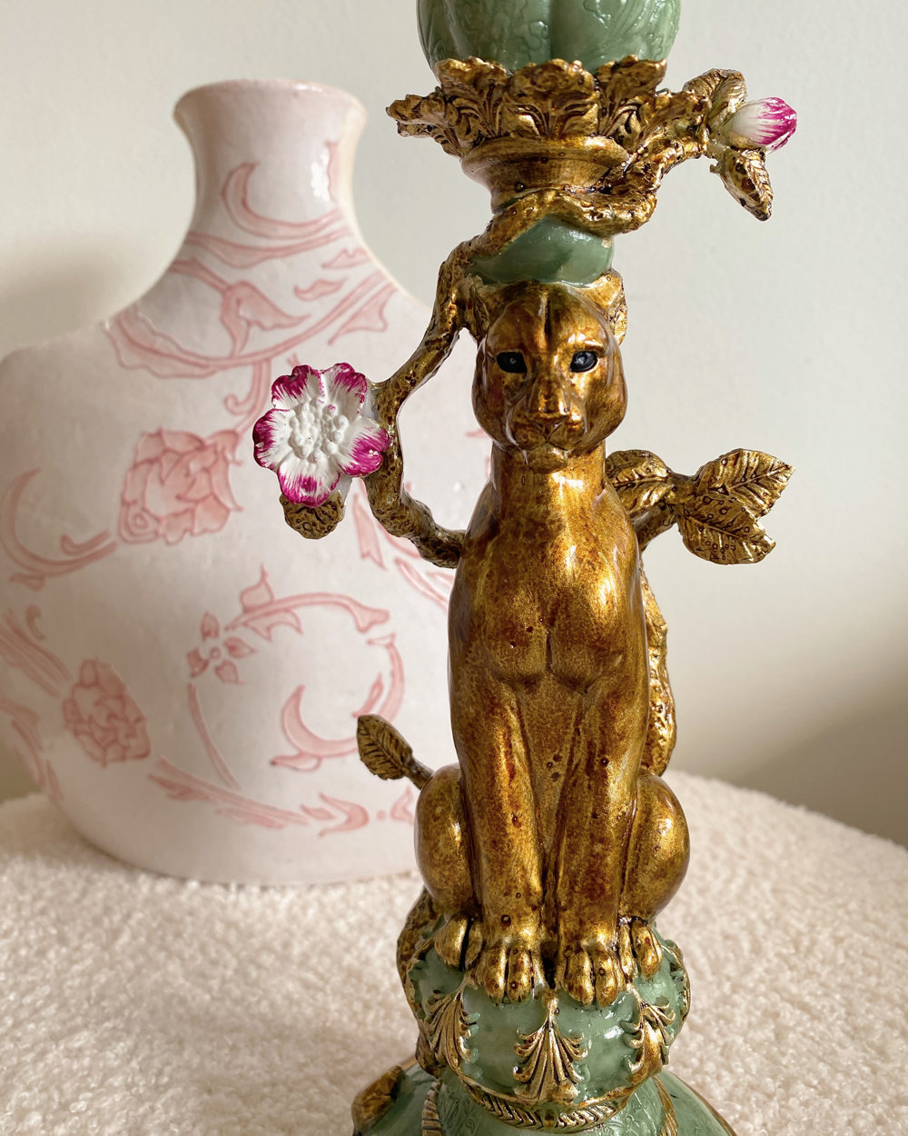 Hollywood Regency Gold Leopard Candle Holder, Wild Cat, Panther Candle ...