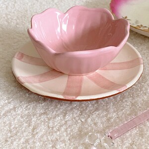 Ceramic Pink Flower Peony Bowl Petite, Pink Trinket Bowl, Flower Baking ...