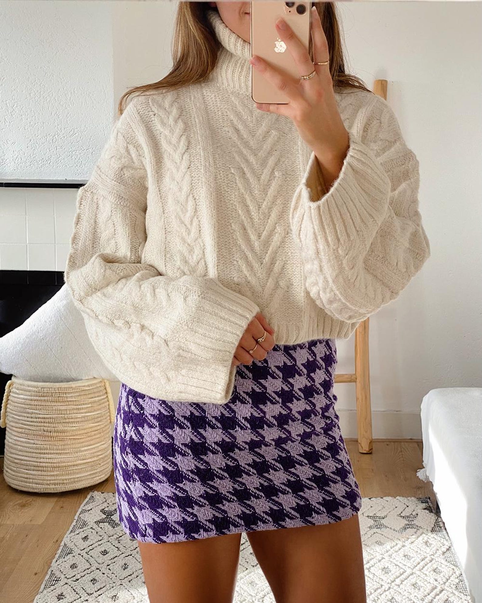 Tweed Matching Set Douce, Preppy Look, Rich Purple Buttoned Blazer ...