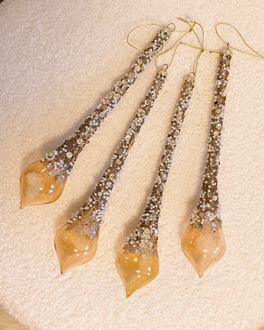 Glitter Ornament, Luxe Glass Glitter Bauble Decoration, Snow Drop ...