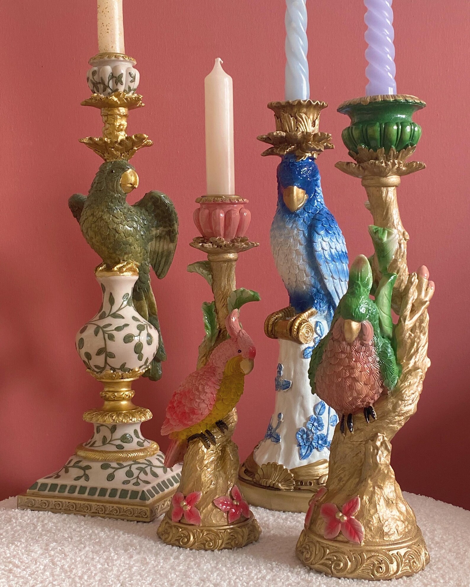 Hollywood Regency Pink Parrot Candle Holder, Bird Candlestick, Pink ...