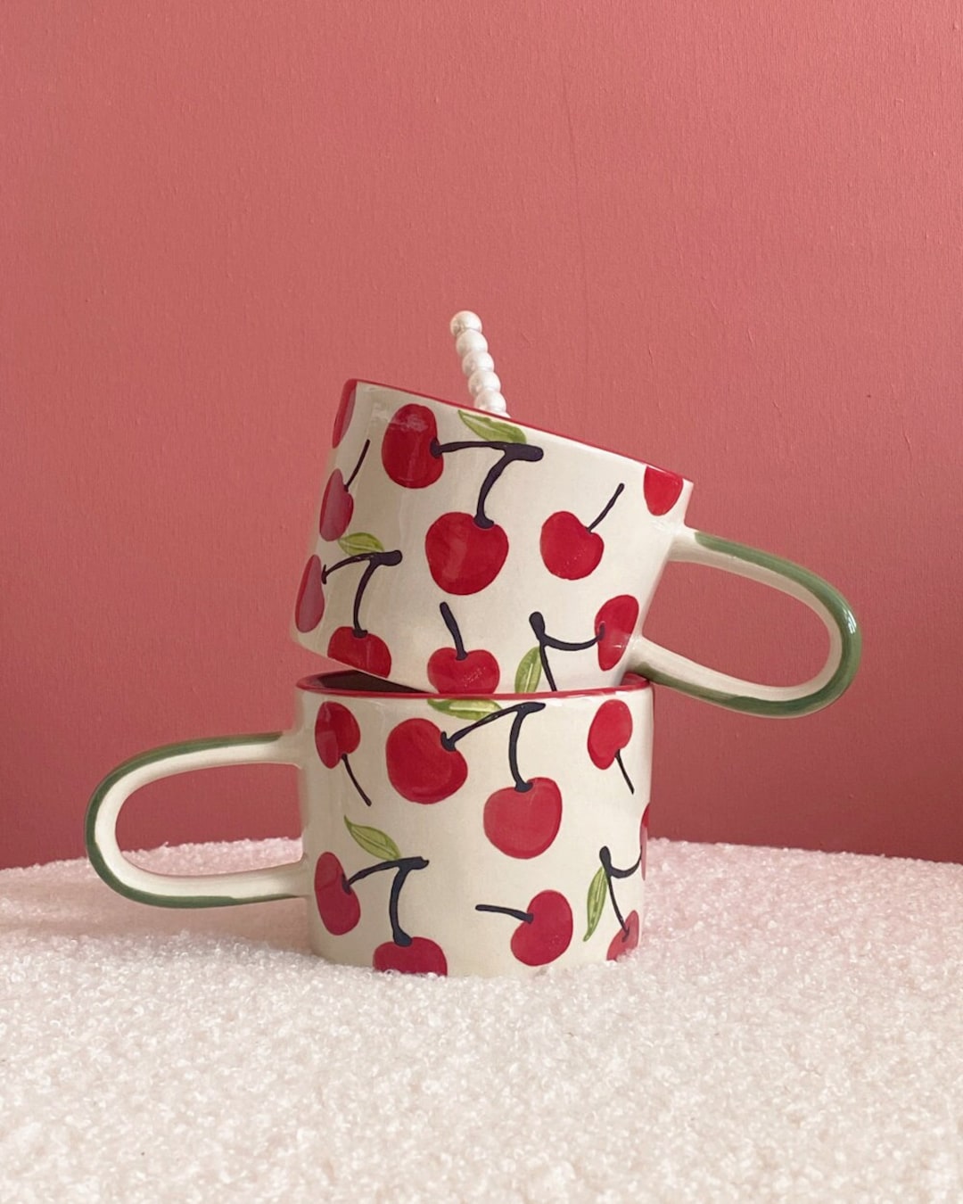 Cherry Mug, Hand Painted, Coffee, Tea, Charming, Cute, Adorable, Sweet ...