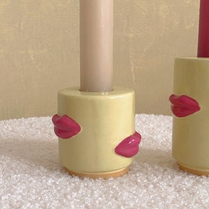 Pink Lips Candle Holder, Kiss Candlestick, Coquette, Lip Art, Girly ...