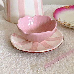 Ceramic Pink Flower Peony Bowl Petite, Pink Trinket Bowl, Flower Baking ...