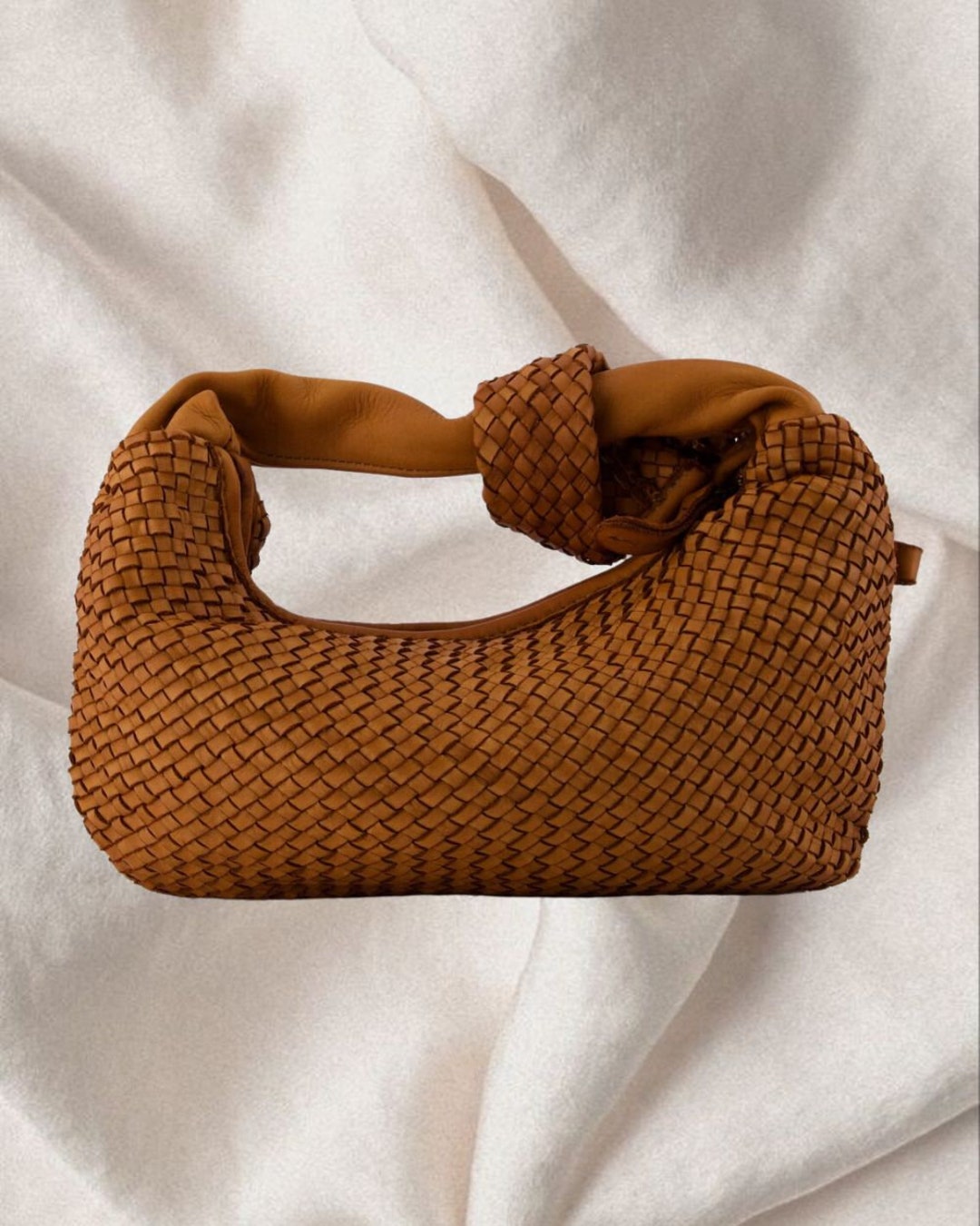 Leather Bag Andiamo, Woven Handbag, Brown, Cognac, Eco-friendly Leather ...