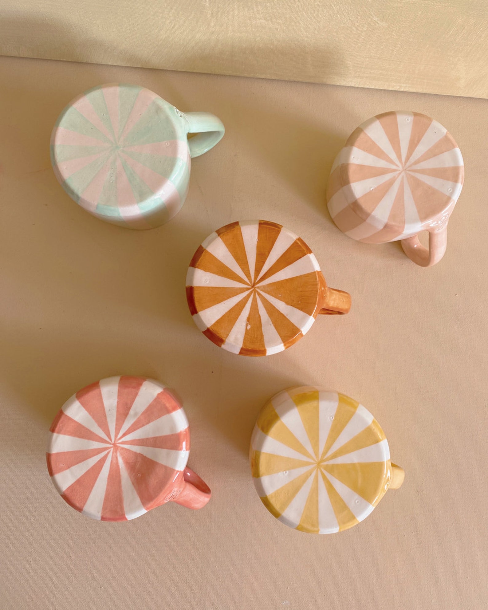 Hand Painted Ceramic Circus Mug, Aesthetic, Candy Stripe, Pastel Mug ...
