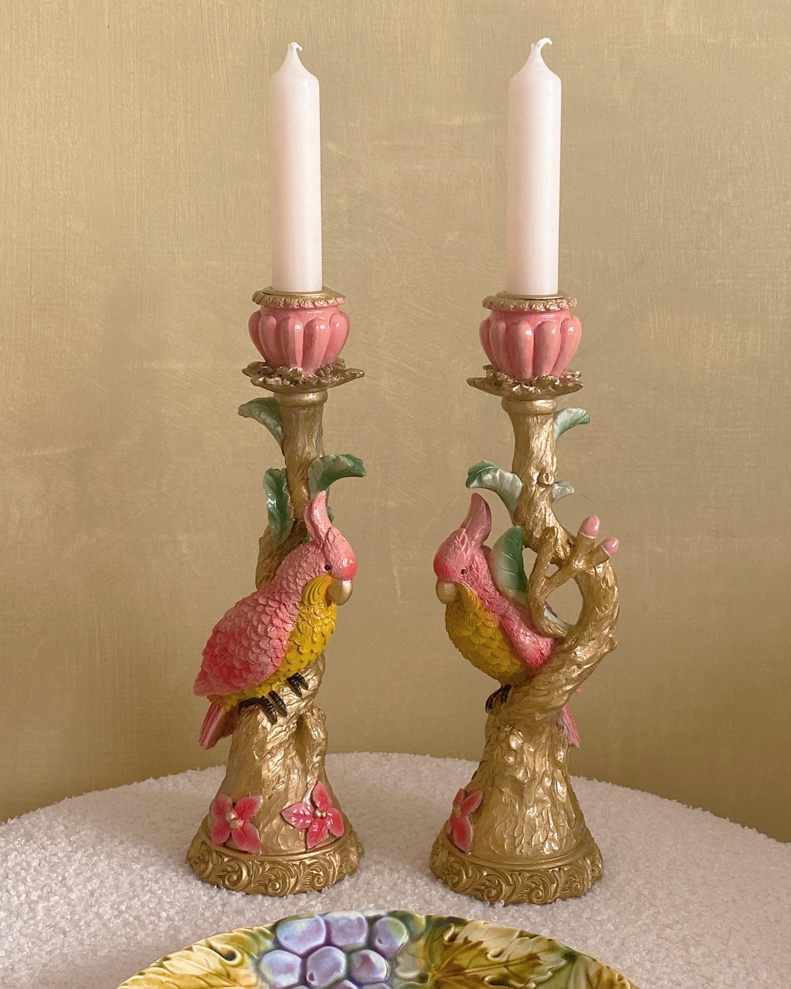 Hollywood Regency Pink Parrot Candle Holder, Bird Candlestick, Pink ...