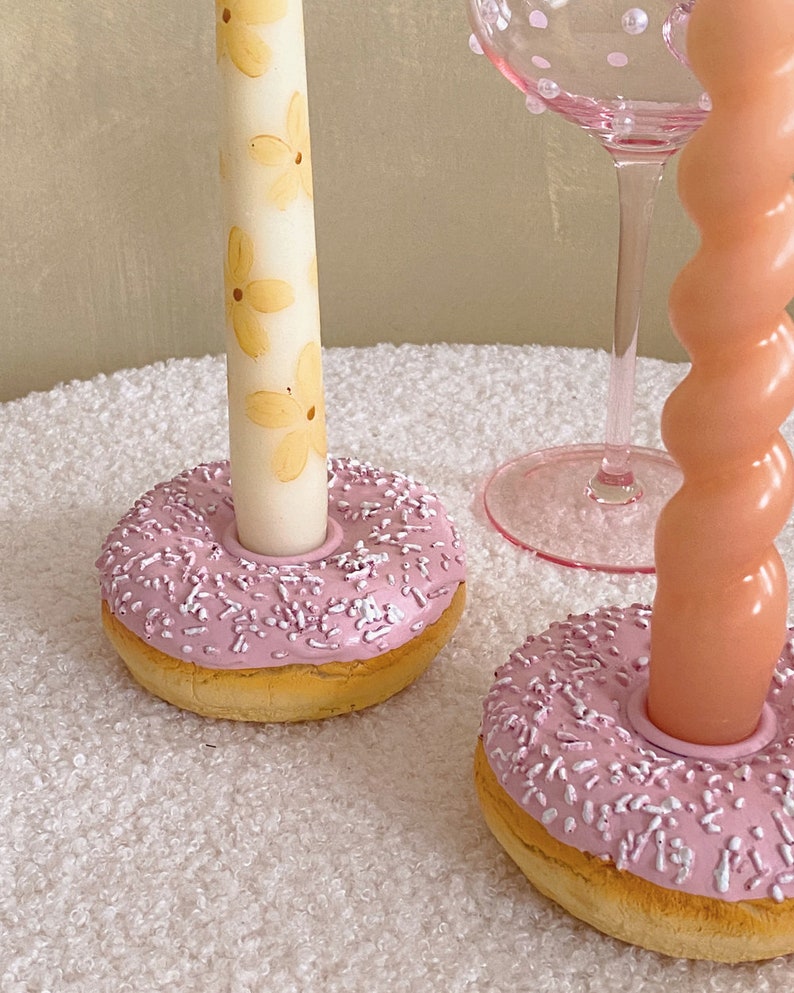 Pink Donut Candle Holder, Donut-shaped Candlestick, Pastel Pink, Dreamy ...