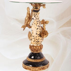 Hollywood Regency Leopard Glass Side Table, Unique Coffee Table, Exotic ...