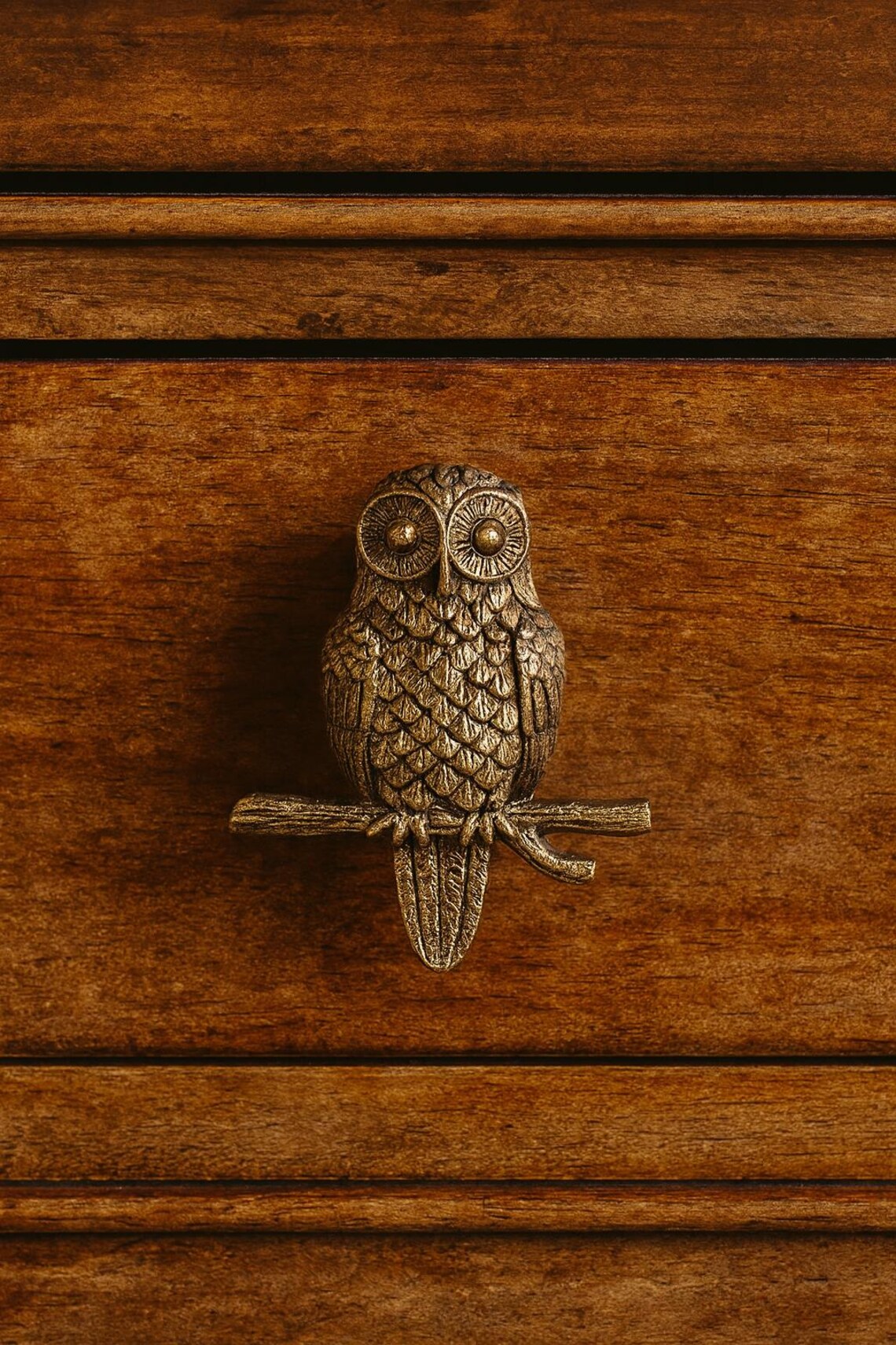 Owl Metal Door Knob, Gold Cabinet Pull, Bird Drawer Handle, Kids Room ...