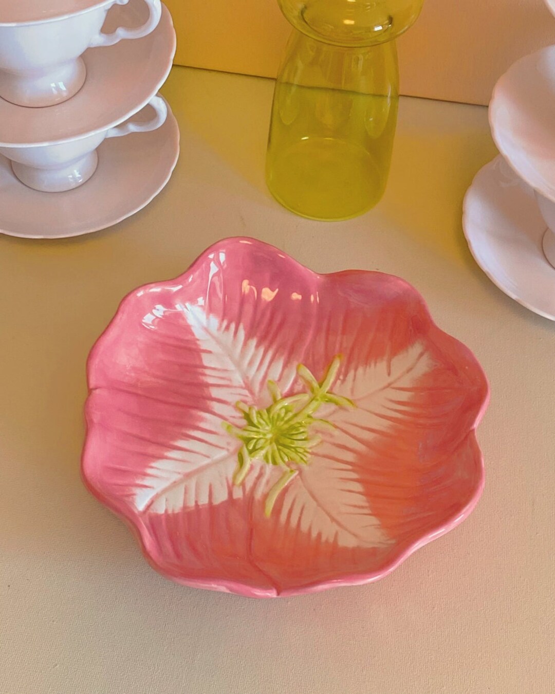 Primrose Bowl, Pink Flower Plate, Floral Trinket Bowl, Tableware ...