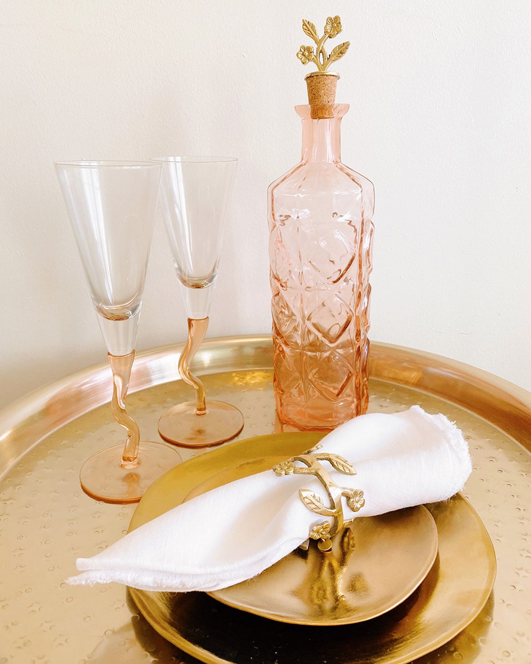 Champagne Flute Peach, Champagne Glass, Aesthetic Glassware, Aesthetic ...