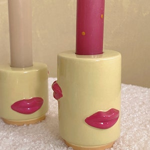 Pink Lips Candle Holder, Kiss Candlestick, Coquette, Lip Art, Girly ...