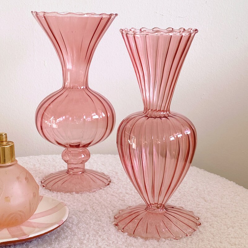 Pink Glass Vase - Etsy