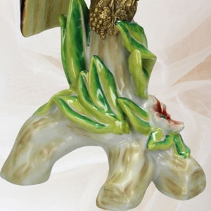 Porcelain Pink Cockatoo Brass Candle Holder, Bird Candle Holder, Parrot ...