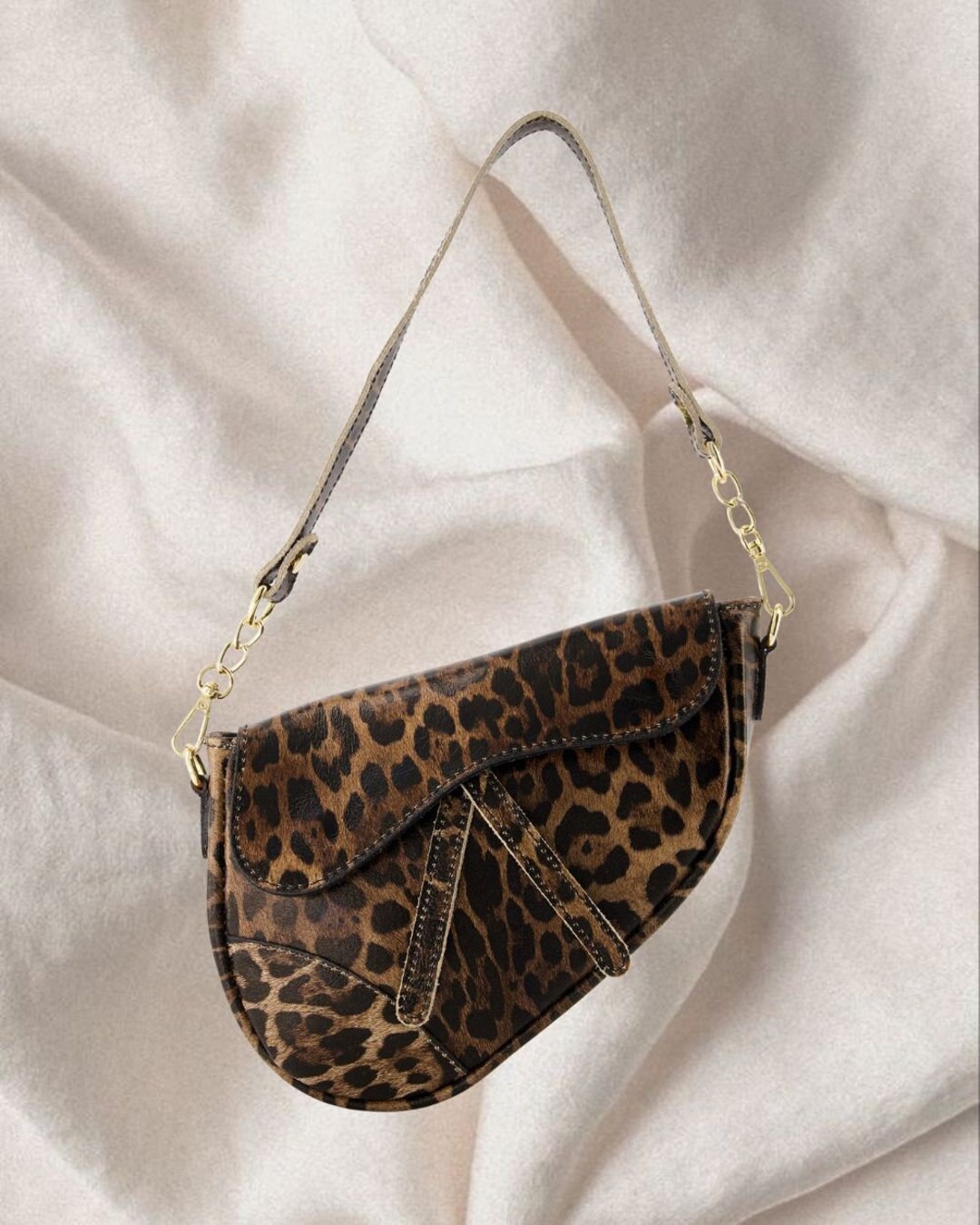 Leather Leopard Saddle Bag, Leopard Print, Eco-friendly Leather ...