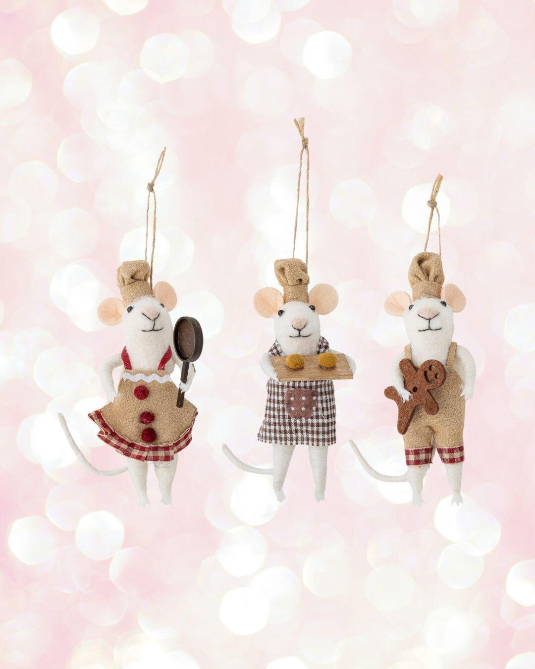 Baking Mouse Wool Ornament, Adorable Christmas Mice, Tree Hanging ...
