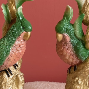 Hollywood Regency Parrot Candle Holder, Bird Candlestick, Green Pink Gold Glam Decor, Luxury ...