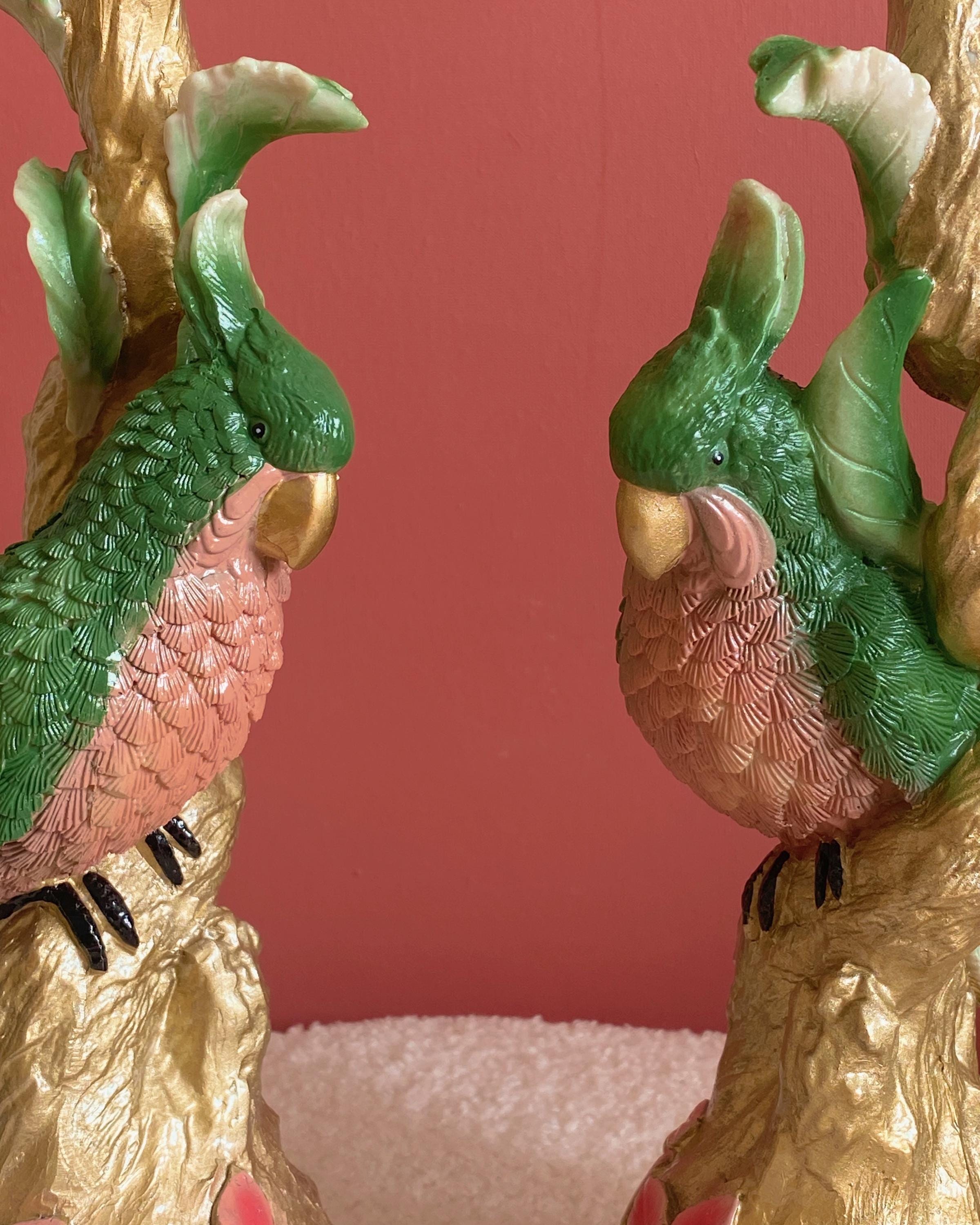 Hollywood Regency Parrot Candle Holder, Bird Candlestick, Green Pink ...
