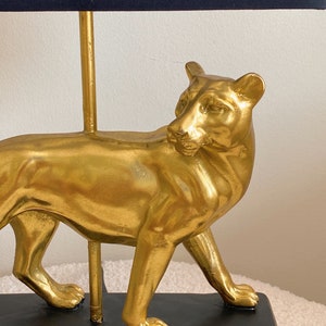 Gold Leopard Table Lamp With Black Shade, Panther, Wild Cat, Animal ...