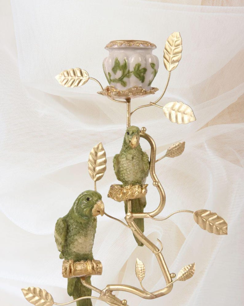 Regency Plumage Parrot Floral Candelabra, Bird Candle Holder ...