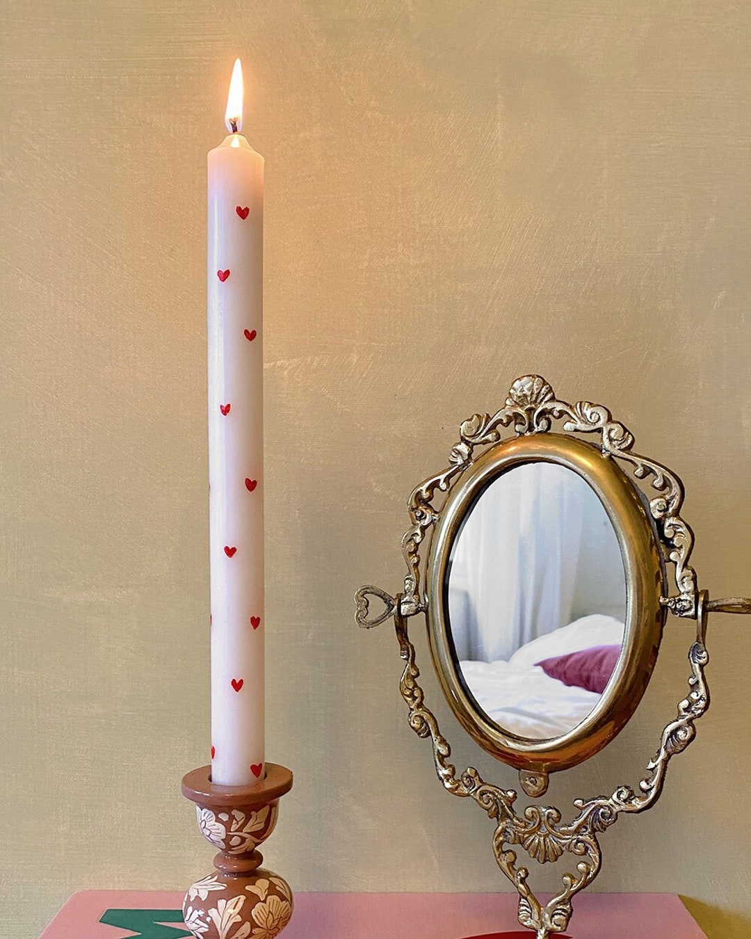 Hand Painted Heart Candle, Rich Red, Romantic, Love, Candle Lover Gift ...