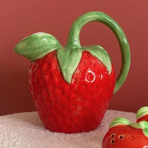Strawberry Jug, Red Fruit Pitcher, Flower Vase, Strawberry Theme Decor ...