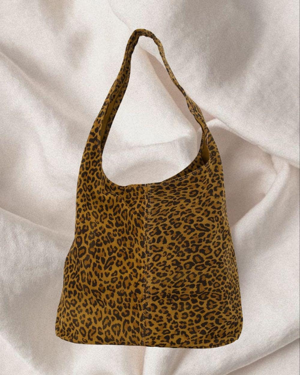 Suede Leopard Tote Bag, Leopard Print Shoulder Bag, Casual, Everyday ...