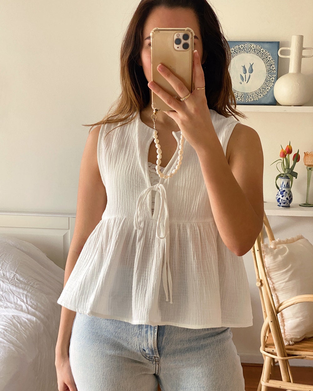 Pure White Cotton Blouse, Wardrobe Staple, Essential, Neutral Style ...