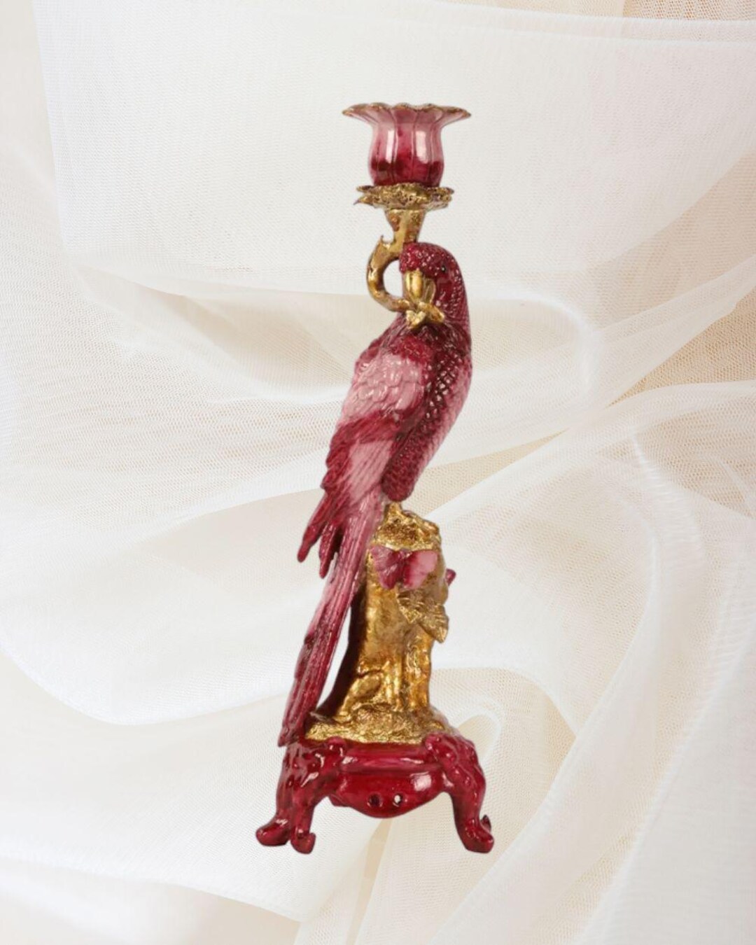 Hollywood Regency Regal Rouge Parrot Candle Holder, Bird Candlestick ...