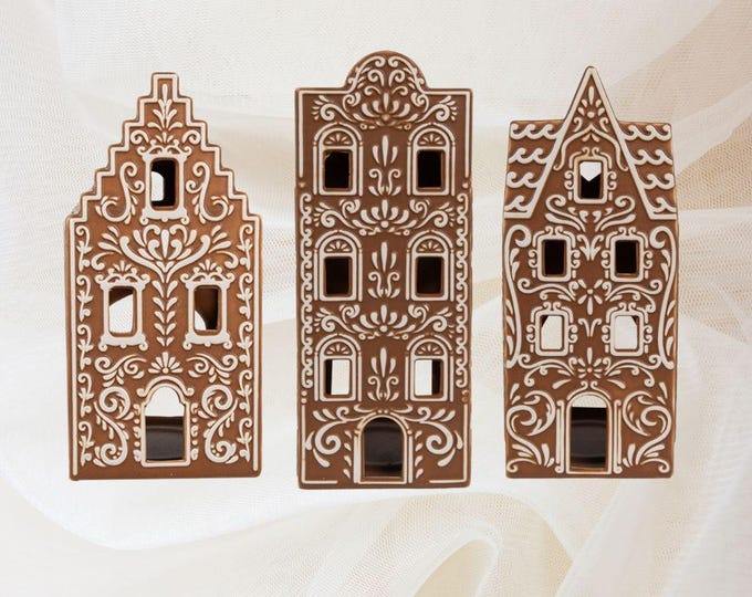 Gingerbread House Porcelain Tealight Candle Holder, Holiday Candle ...