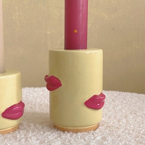 Pink Lips Candle Holder, Kiss Candlestick, Coquette, Lip Art, Girly ...