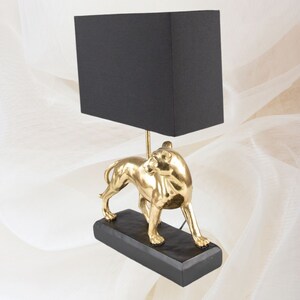 Gold Leopard Table Lamp With Black Shade, Panther, Wild Cat, Animal ...