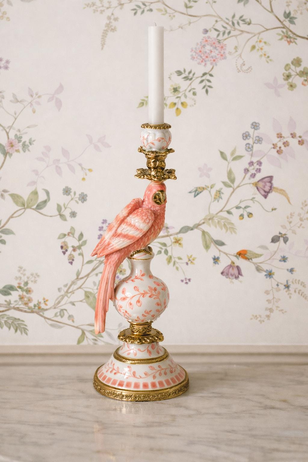 Palm Beach Pink Parrot Candle Holder, Bird Candlestick, Hollywood ...