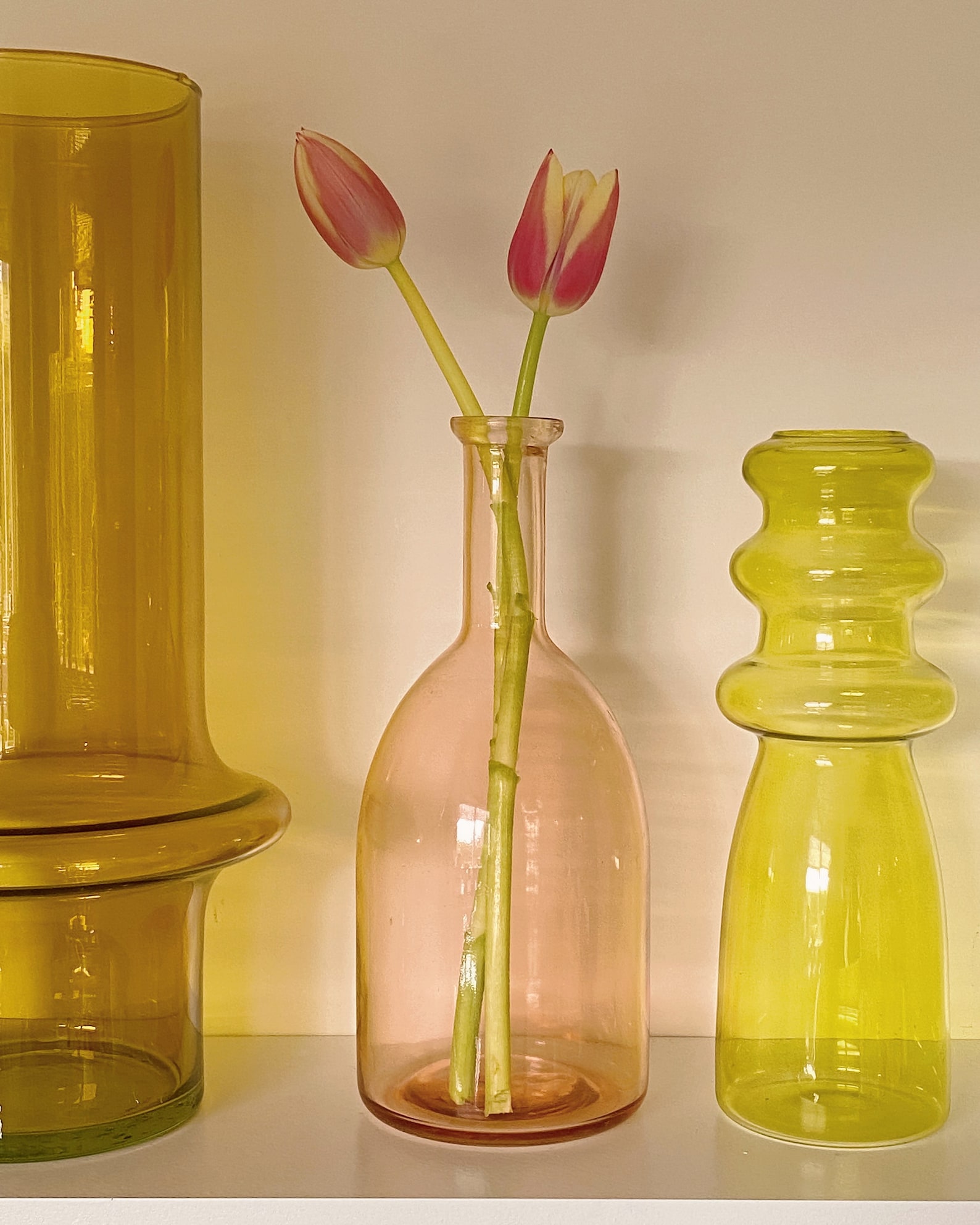 Recycled Colored Glass Vase, Pink, Yellow, Purple, Mint, Terra, Flower ...