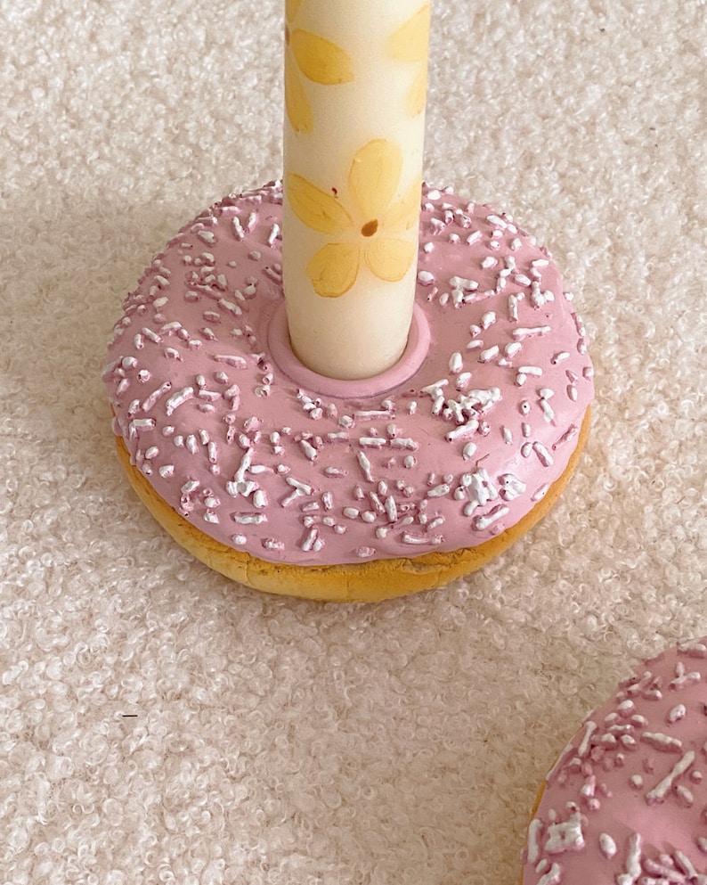 Pink Donut Candle Holder, Donut-shaped Candlestick, Pastel Pink, Dreamy ...