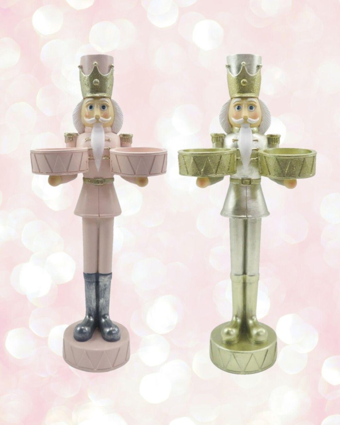 Pink Gold Nutcracker Tea Light Holder, Candlestick, Nostalgic Christmas ...