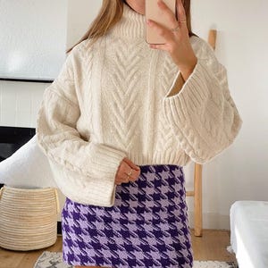 Tweed Matching Set Douce, Preppy Look, Rich Purple Buttoned Blazer, Plaid Mini Skirt, Coord, Mix ...