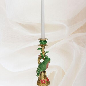 Hollywood Regency Parrot Candle Holder, Bird Candlestick, Green Pink ...