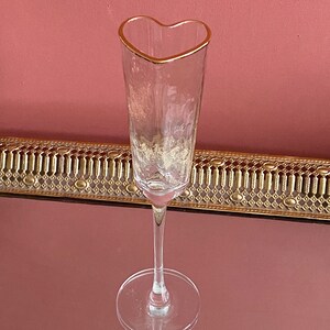 Pink Heart Champagne Glass With Gold Rim, Prosecco, Aesthetic, Handmade ...