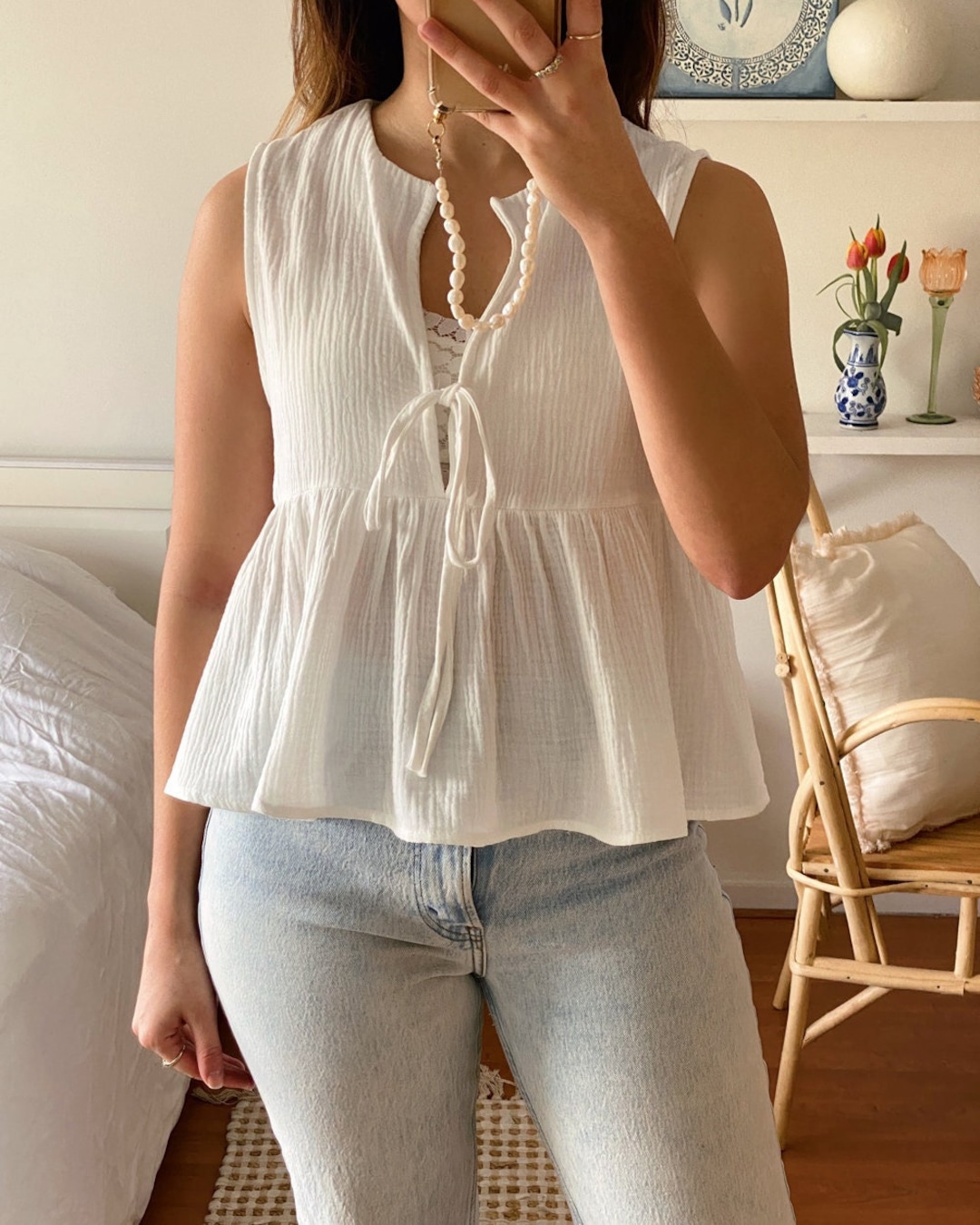 Pure White Cotton Blouse, Wardrobe Staple, Essential, Neutral Style ...