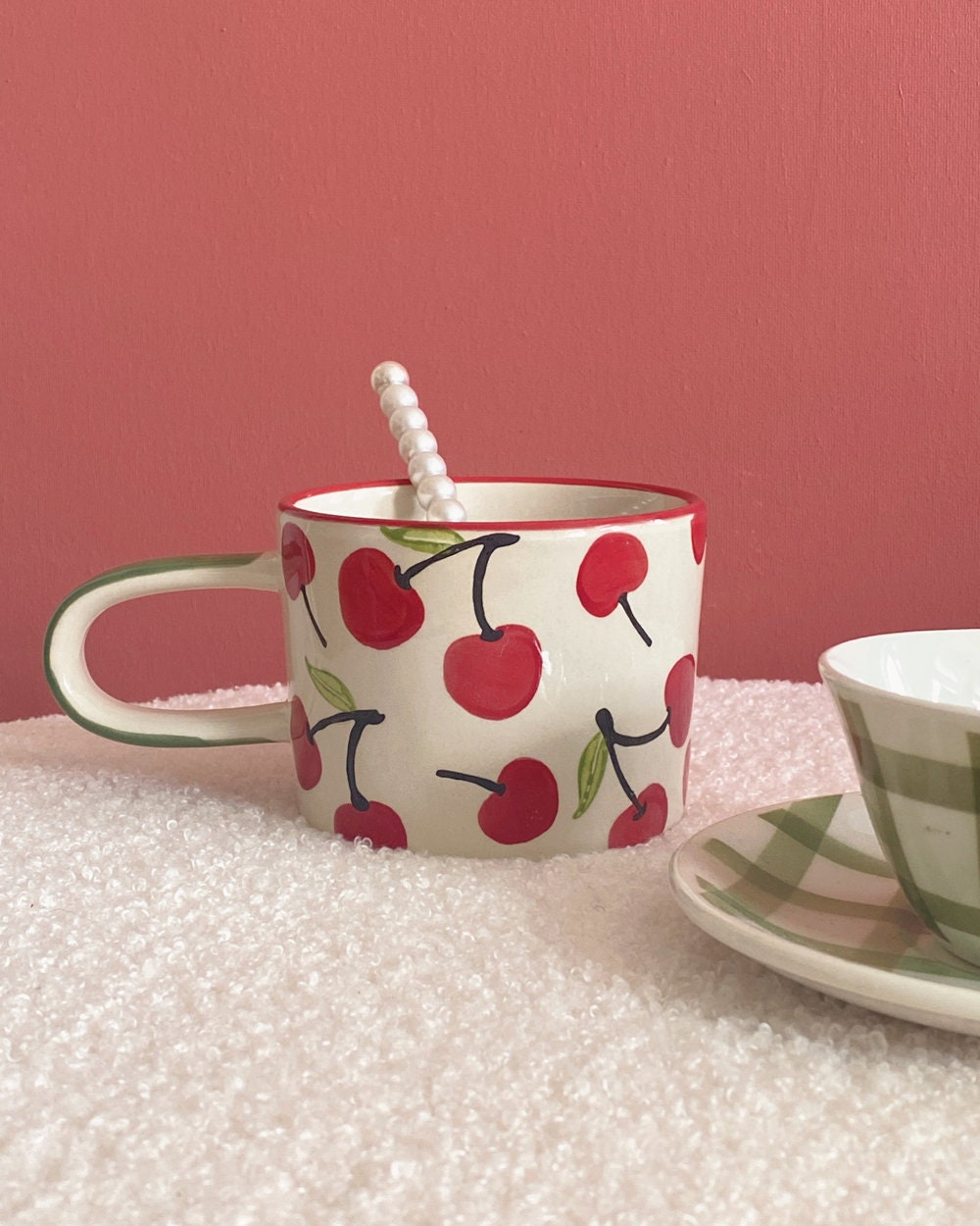 Cherry Mug, Hand Painted, Coffee, Tea, Charming, Cute, Adorable, Sweet ...