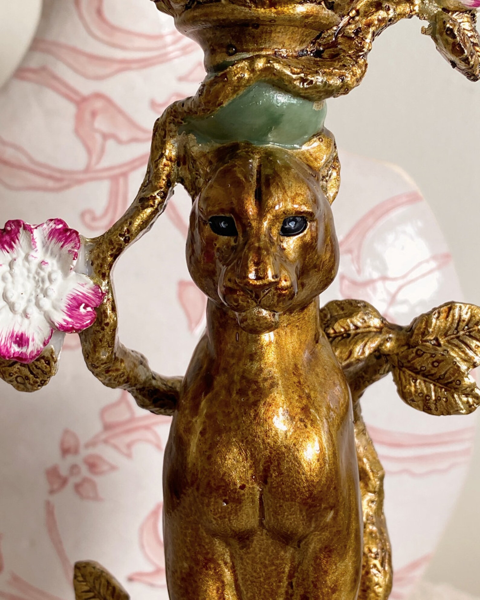 Hollywood Regency Gold Leopard Candle Holder, Wild Cat, Panther Candle ...