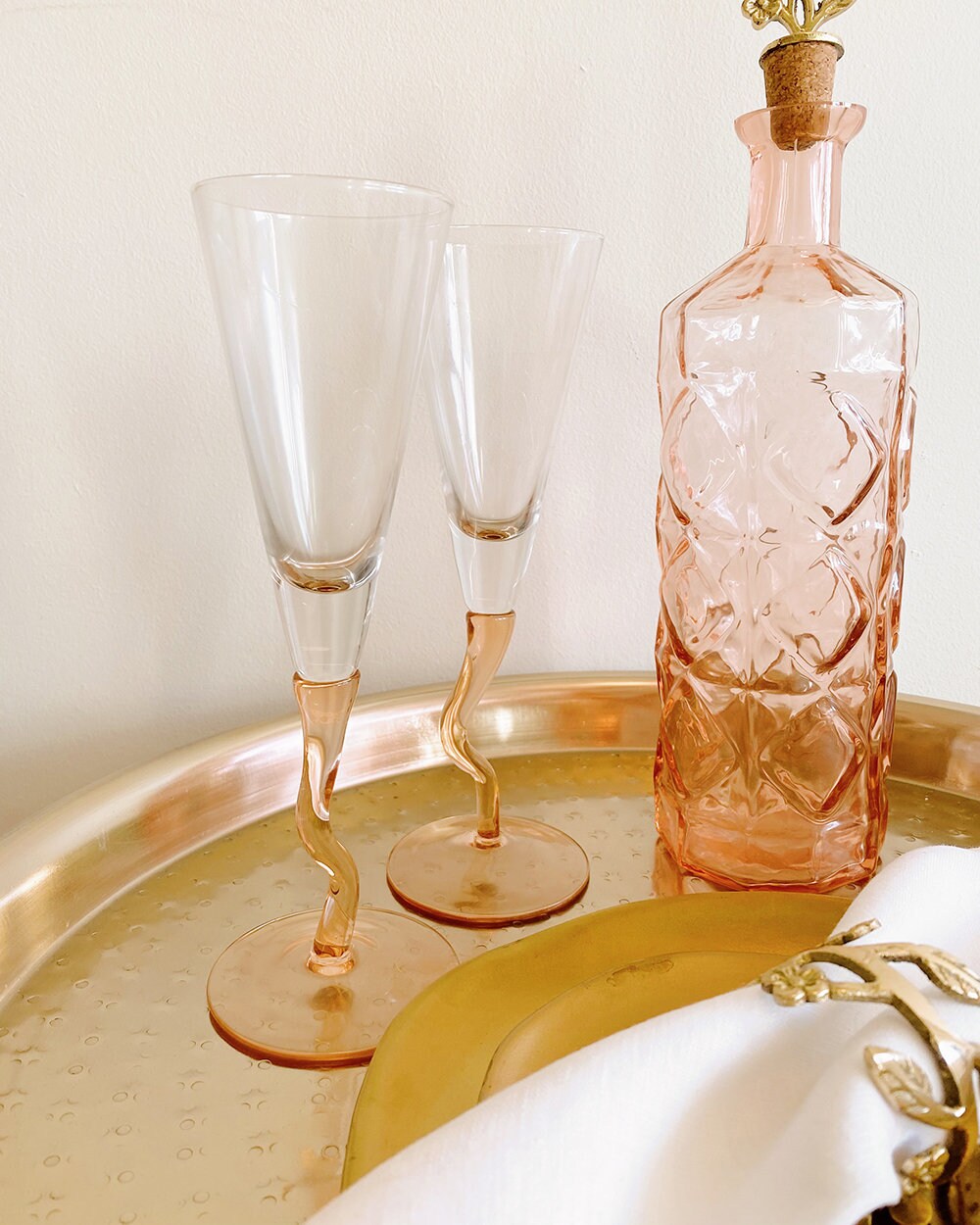 Champagne Flute Peach, Champagne Glass, Aesthetic Glassware, Aesthetic ...